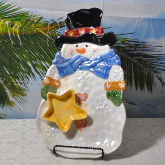 Holiday | Snowman Platter With Starcompartment For Dip | Poshmark